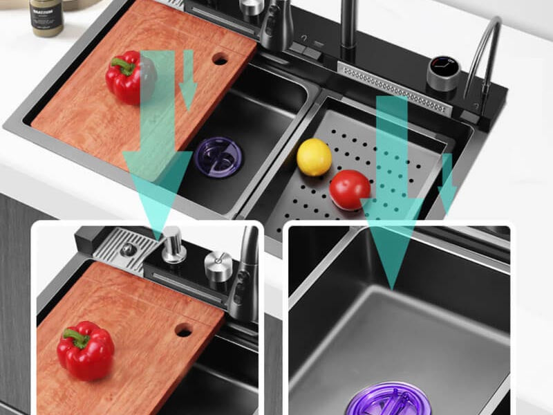Boelon Luxury Kitchen Sink with Digital Display and Waterfall Design ...